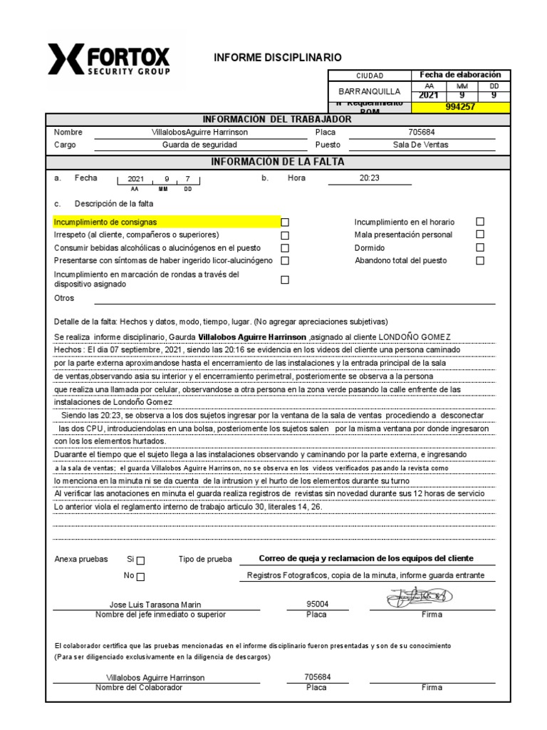 FORMATRO - +INFORME DISCIPLINARIO | PDF