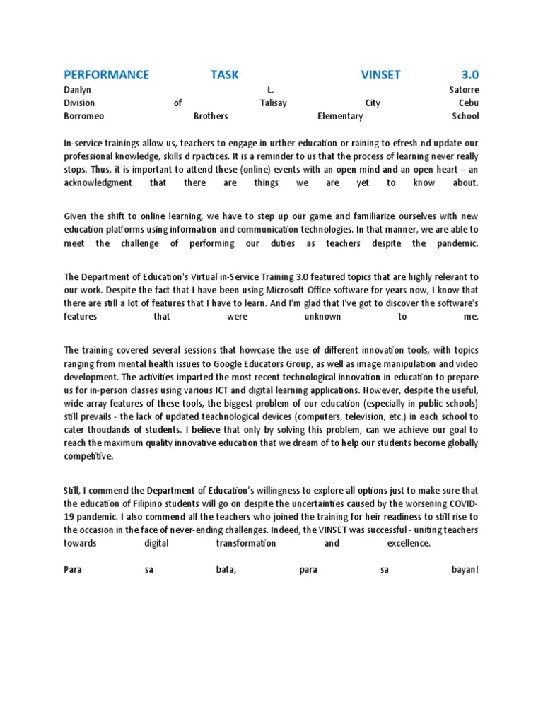 Vinset 3.0 - Danlyn | PDF | Educational Technology | Learning