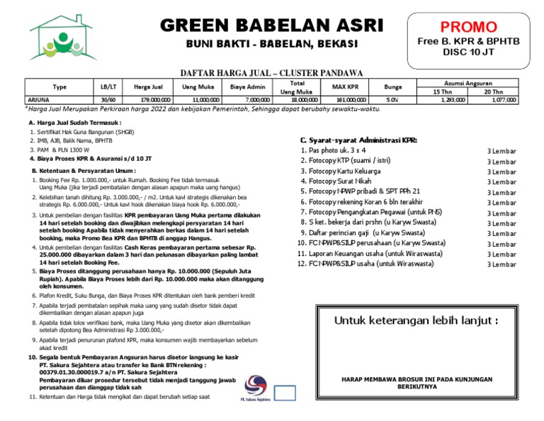 Daftar Harga GBA Subsidi 2022 | PDF