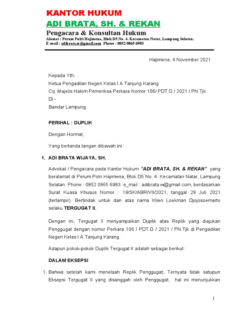 Duplik Loekman | PDF