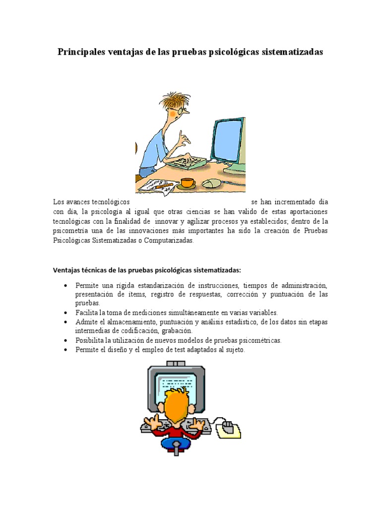 Ventajas y Tipos de Pruebas Psicologicas Sistematizadas | PDF ... Ventajas y Tipos de Pruebas Psicologicas Sistematizadas | PDF ...