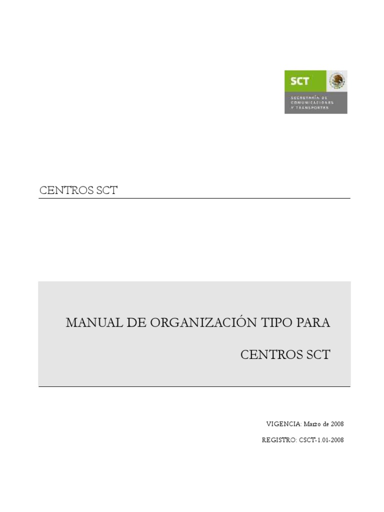 Manual de Organizacion Centros SCT | PDF | México | Transporte