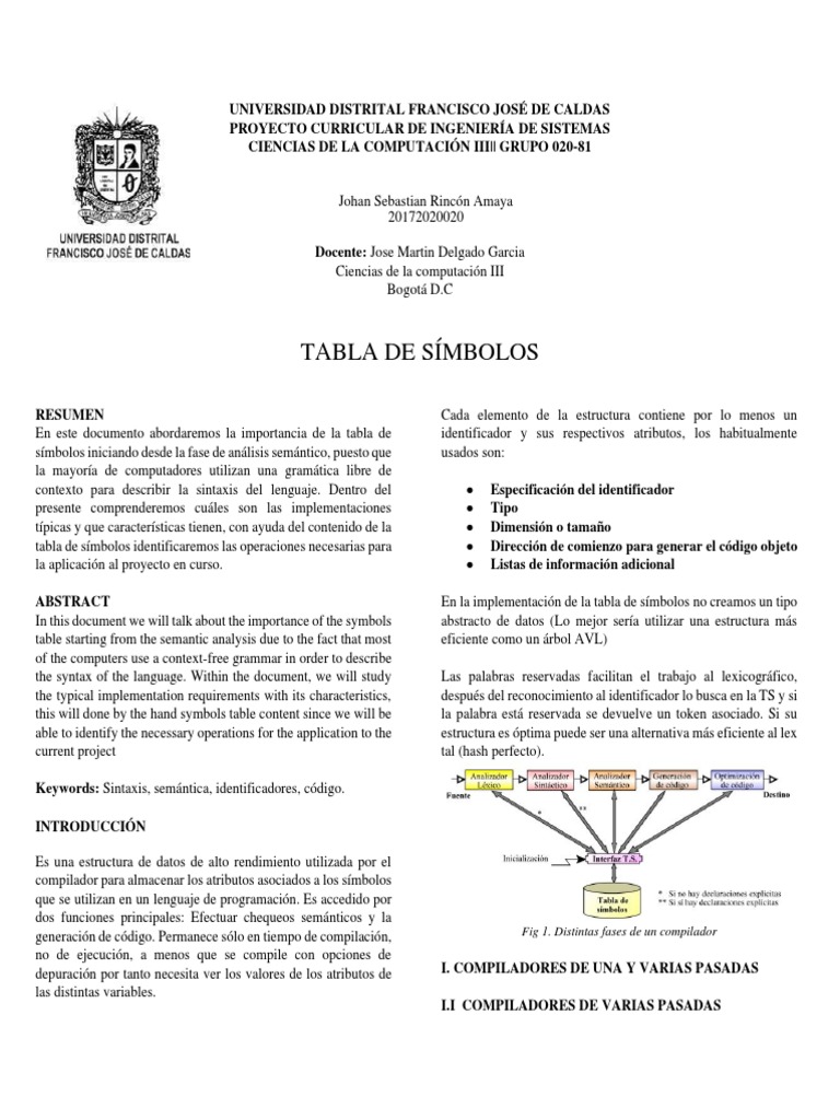 Tabla de Símbolos | PDF | Compilador | Lenguaje de programación