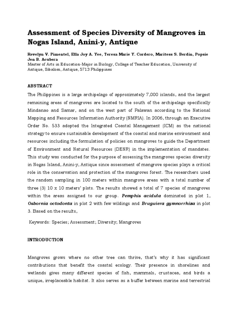 Mangroves Study | PDF | Mangrove | Biodiversity