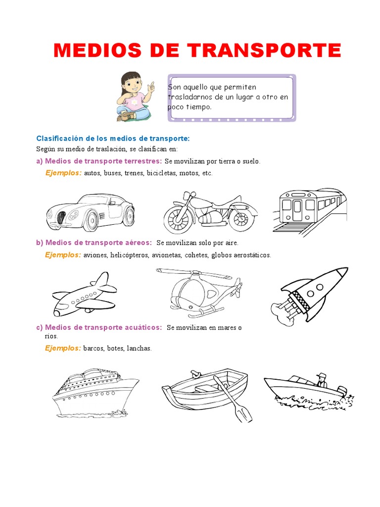 Medios de Transporte para Primer Grado de Primaria | PDF