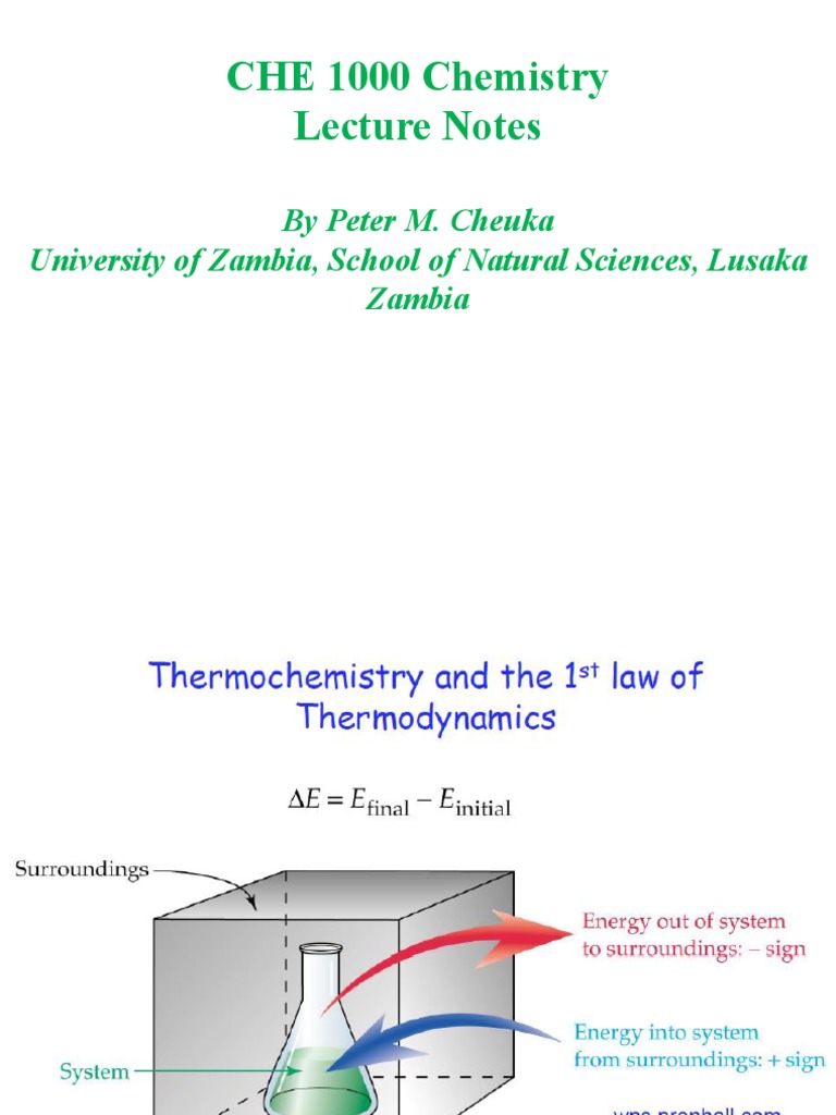 CHE 1000 Lecture Notes - Thermochemistry | PDF | Enthalpy | Chemical Bond