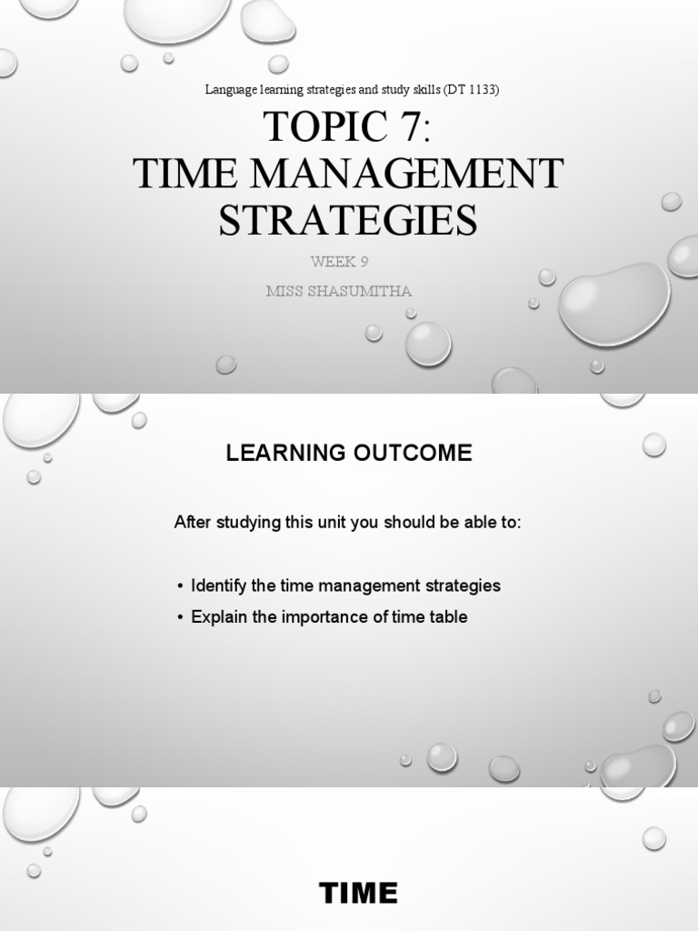 Topic 7: Time Management Strategies | PDF | Time Management ...