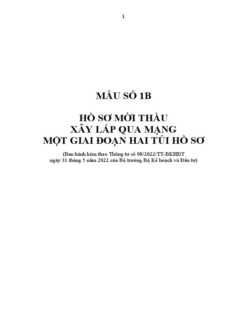 4. Mẫu số 1B E-HSMT Xây lắp 2 túi | PDF