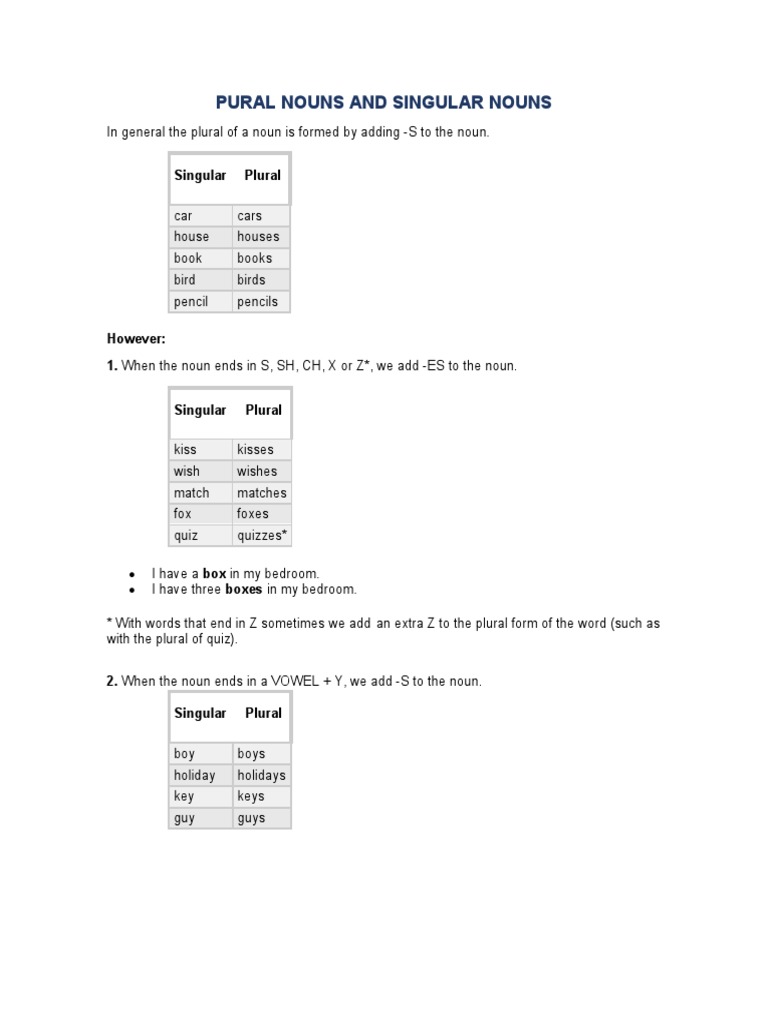 Pural Nouns | PDF | Grammatical Number | Plural
