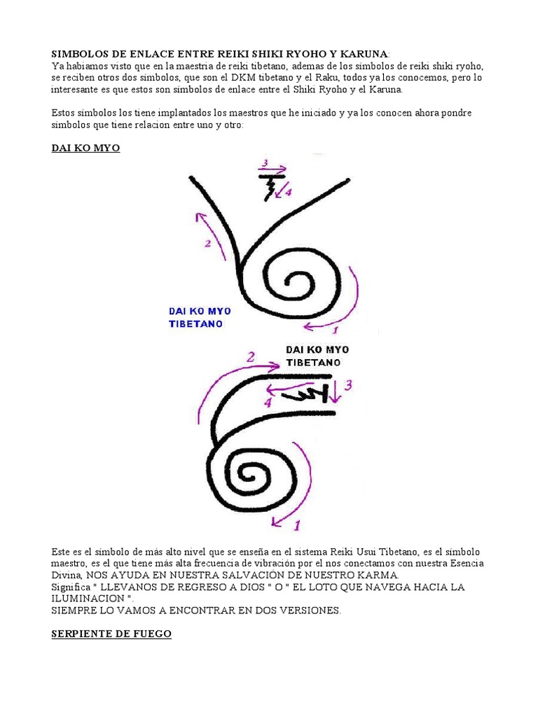 Simbolos de Enlace Entre Reiki Shiki Ryoho Y Karuna | PDF | Reiki ...