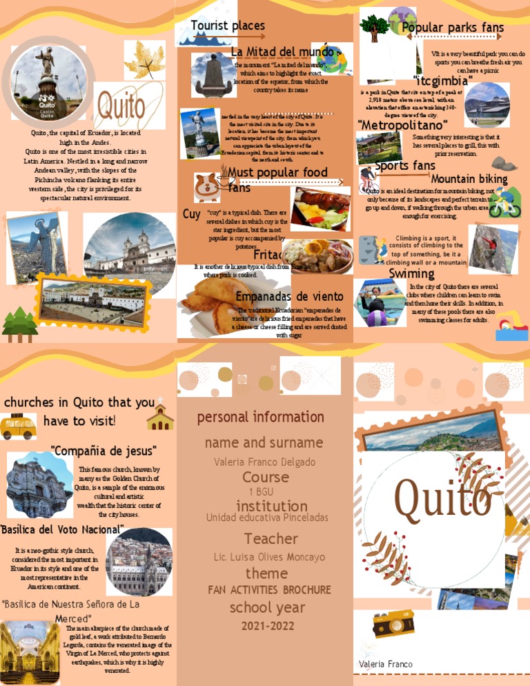 tríptico Quito | PDF | Foods | Earth Sciences