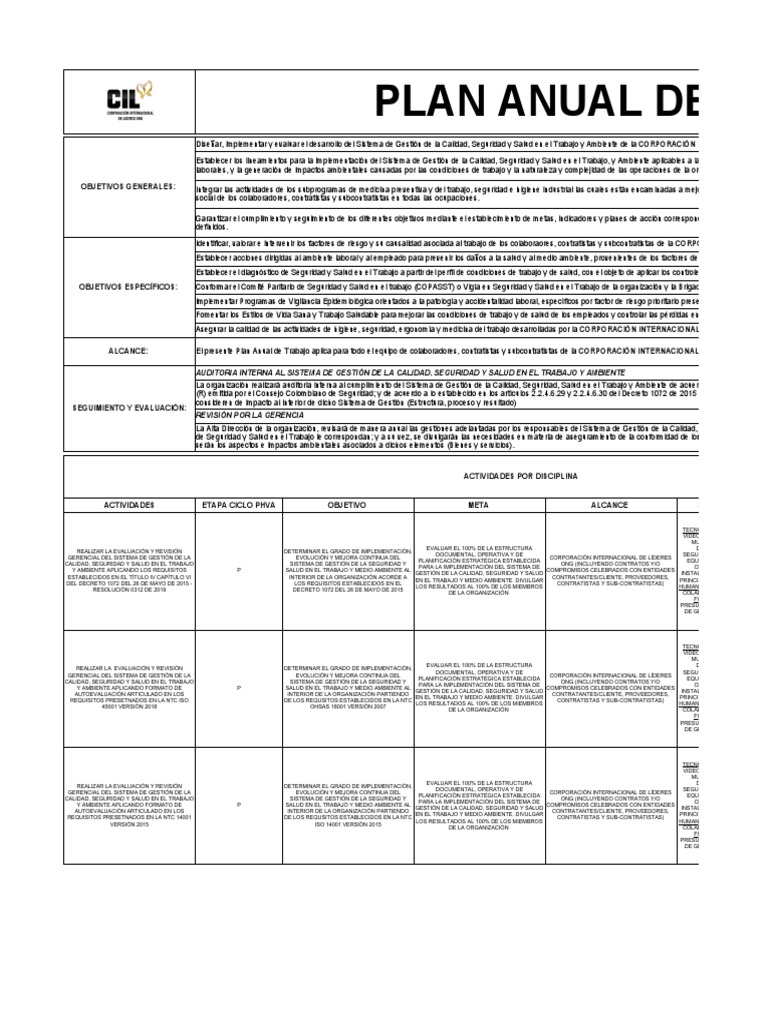 Plan Anual de Gestión Integral | PDF | Gestión de la calidad | Calidad ...