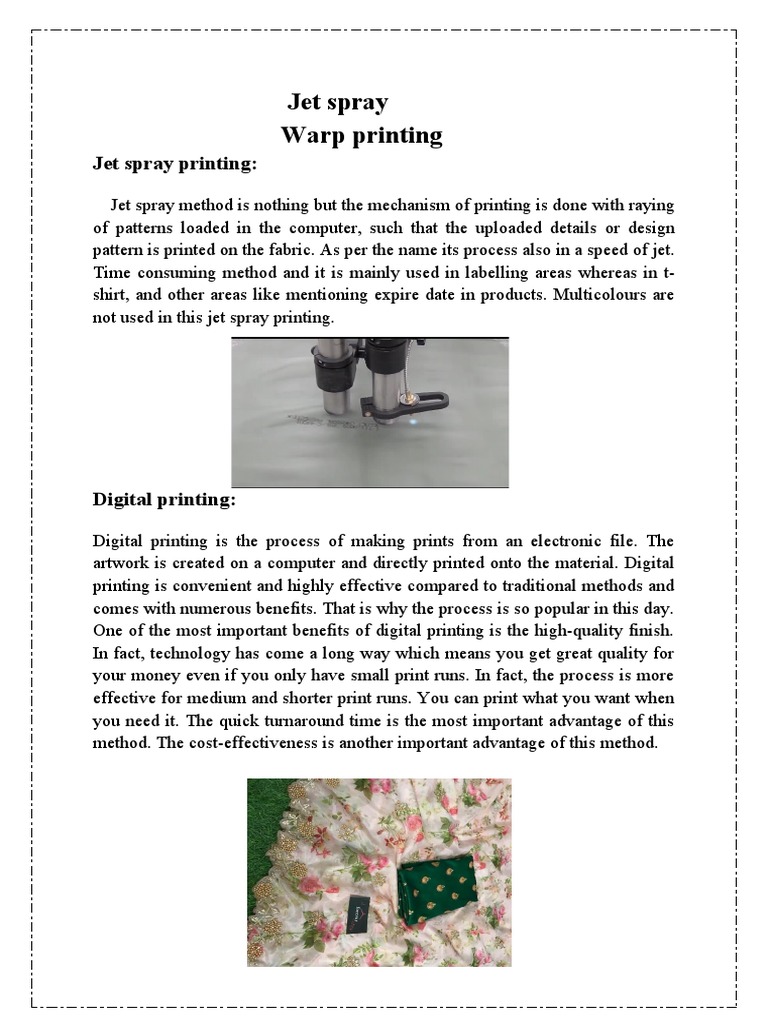 Jet spray, Warp printing | PDF | Artistic Techniques | Crafts