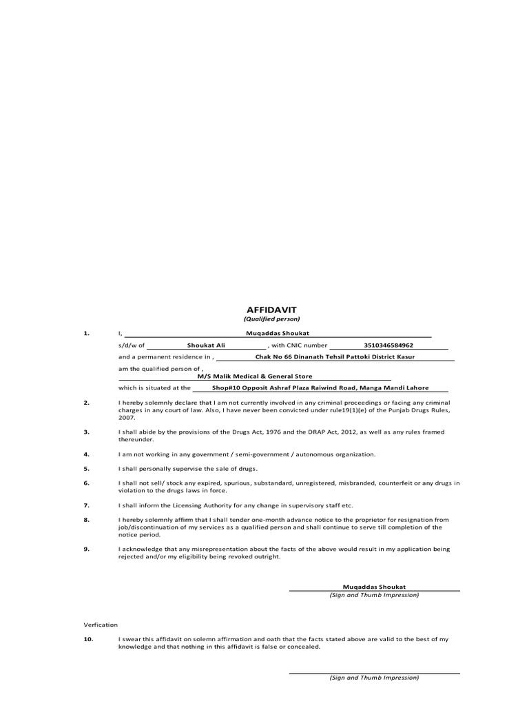 Affidavit Qualified Person | PDF | Affidavit | Government