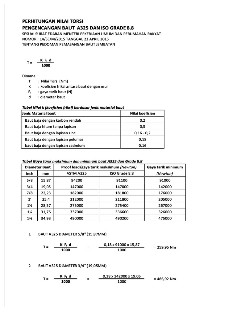 PDF Torsi Baut A325 - Compress | PDF