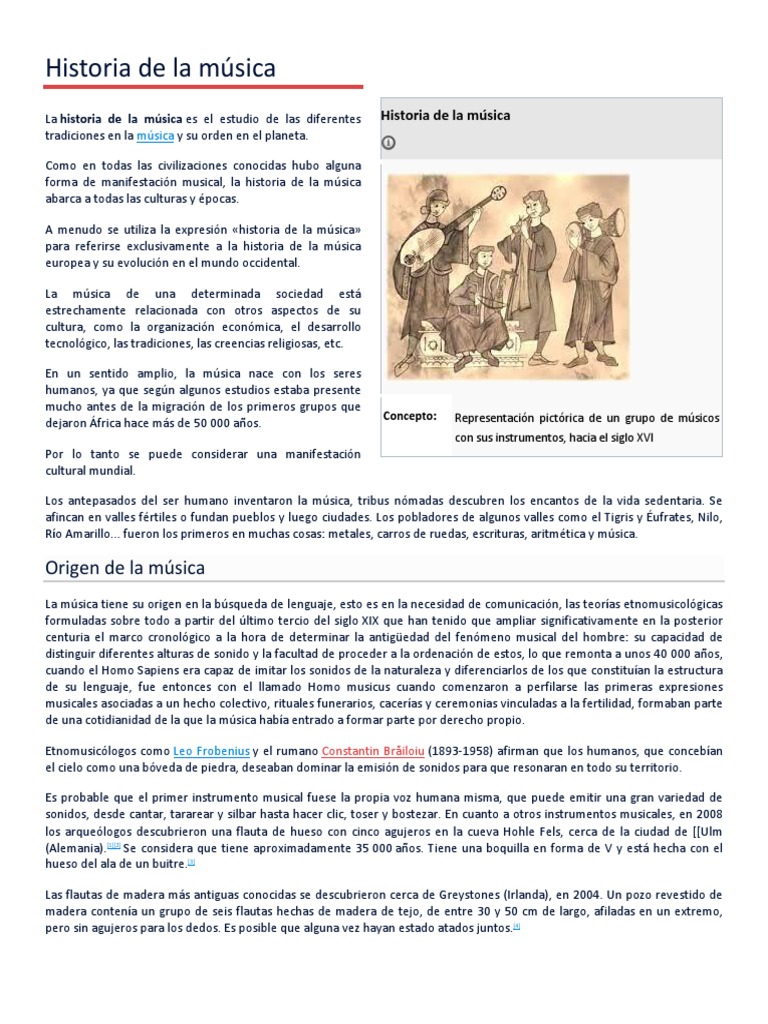 Orígenes y evolución de la música | PDF | Musicología | Instrumentos ...