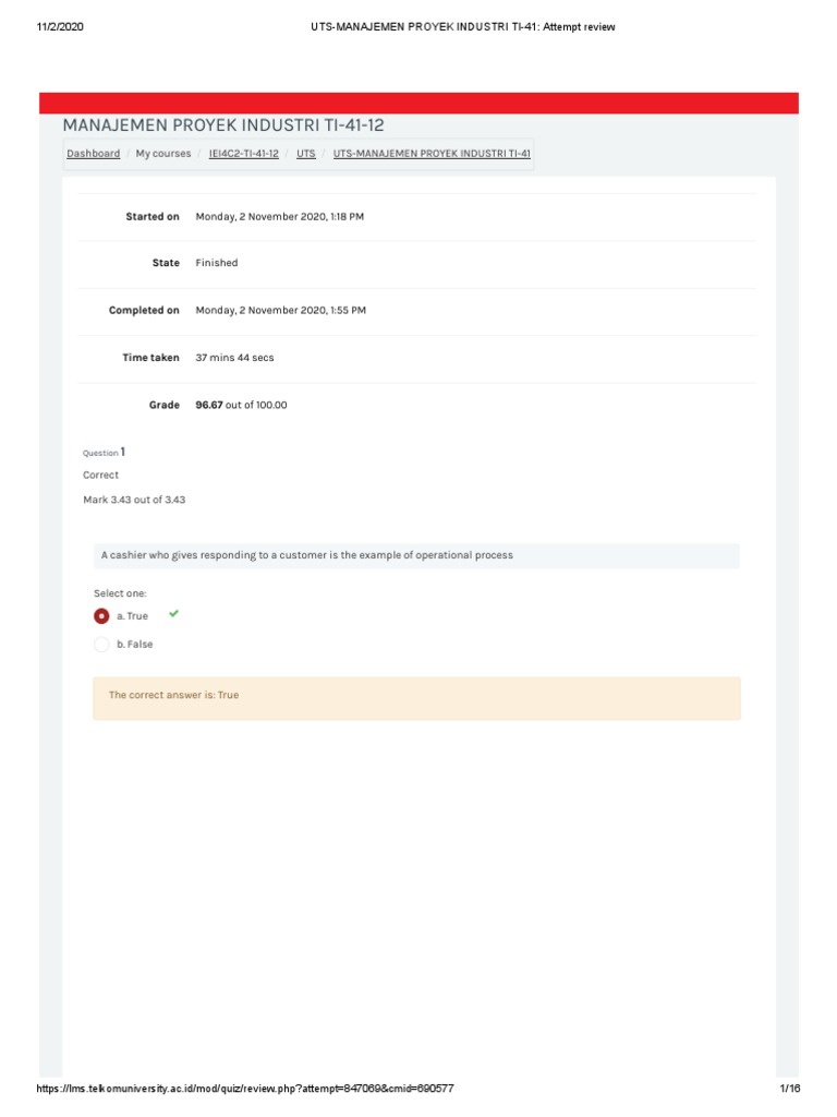Uts-Manajemen Proyek Industri Ti-41 - Attempt Review | PDF | Project ...