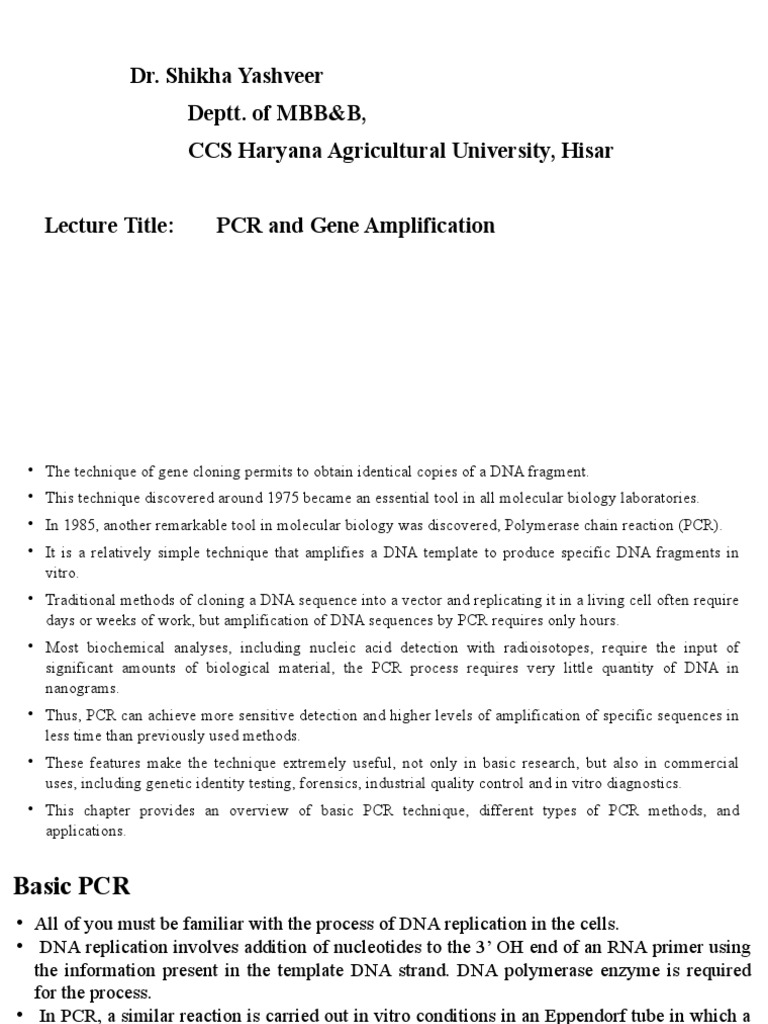 PCR and Gene Amplification | PDF | Polymerase Chain Reaction | Primer ...