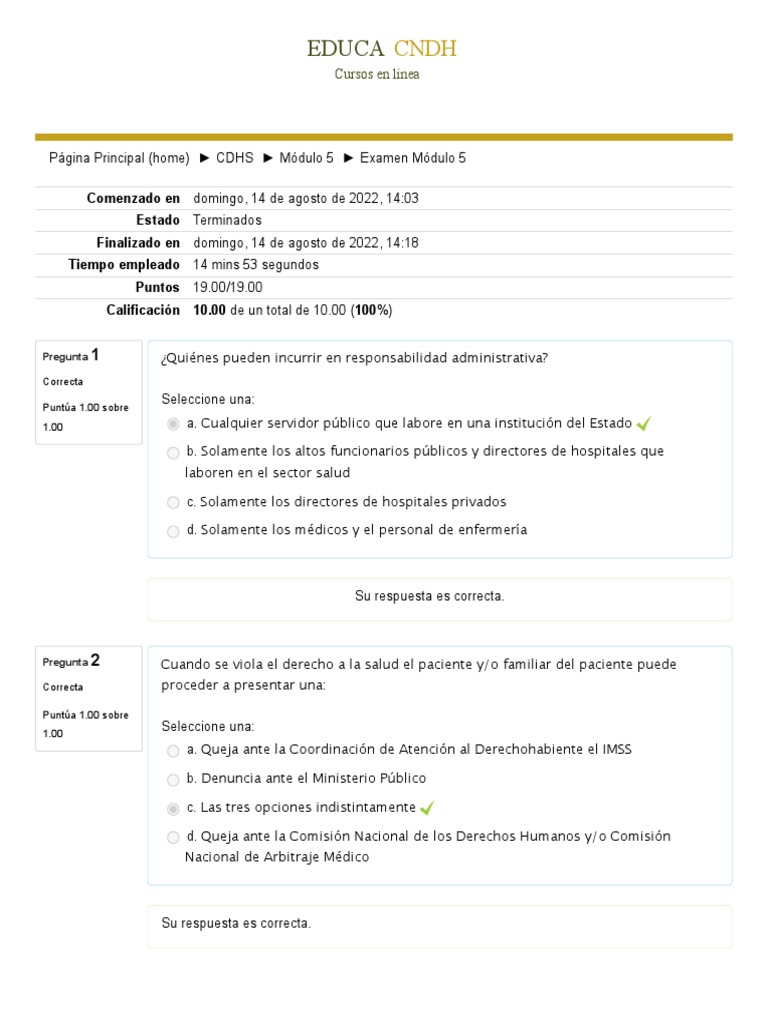 Examen de Derechos en Salud CNDH | PDF | Medicina | Etica Aplicada