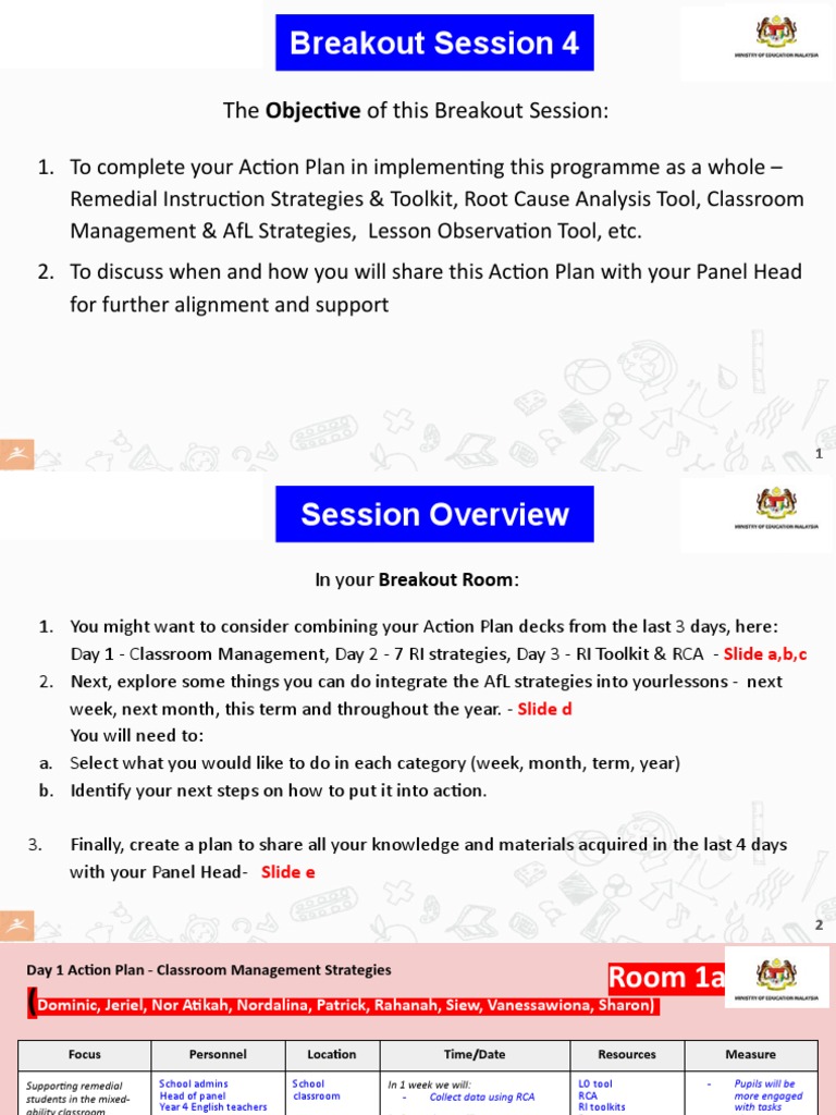 sample of action plan | PDF | Classroom | Classroom Management