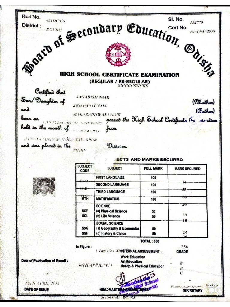 Matric Certificate | PDF