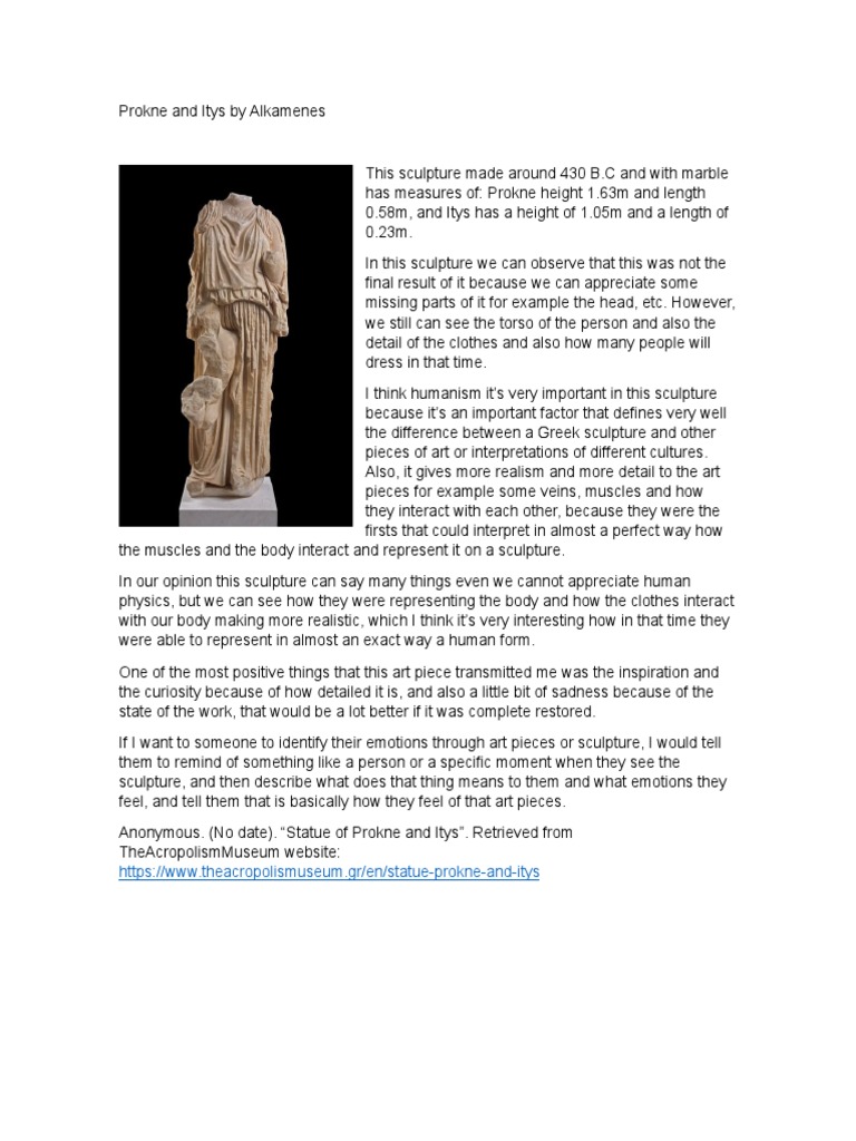 Prokne and Itys in My Opinion | PDF | Sculpture | Emotions