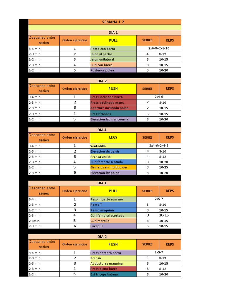 Rutina Push Pull Legs.0 | PDF | Ejercicio físico | Peso