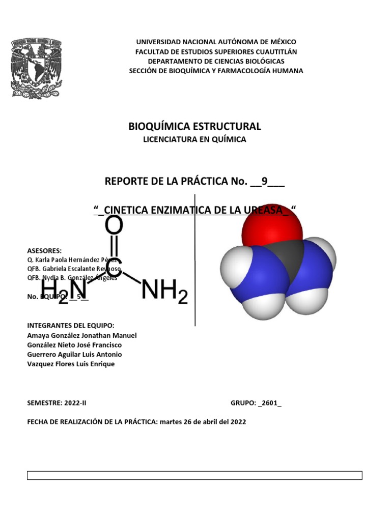 Cinética enzimática de la ureasa | PDF | Enzima | La cinética de enzimas