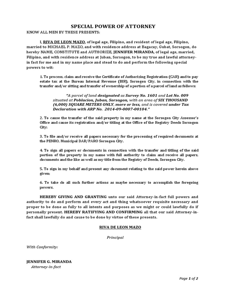 Spa Mazo | PDF | Power Of Attorney | Common Law