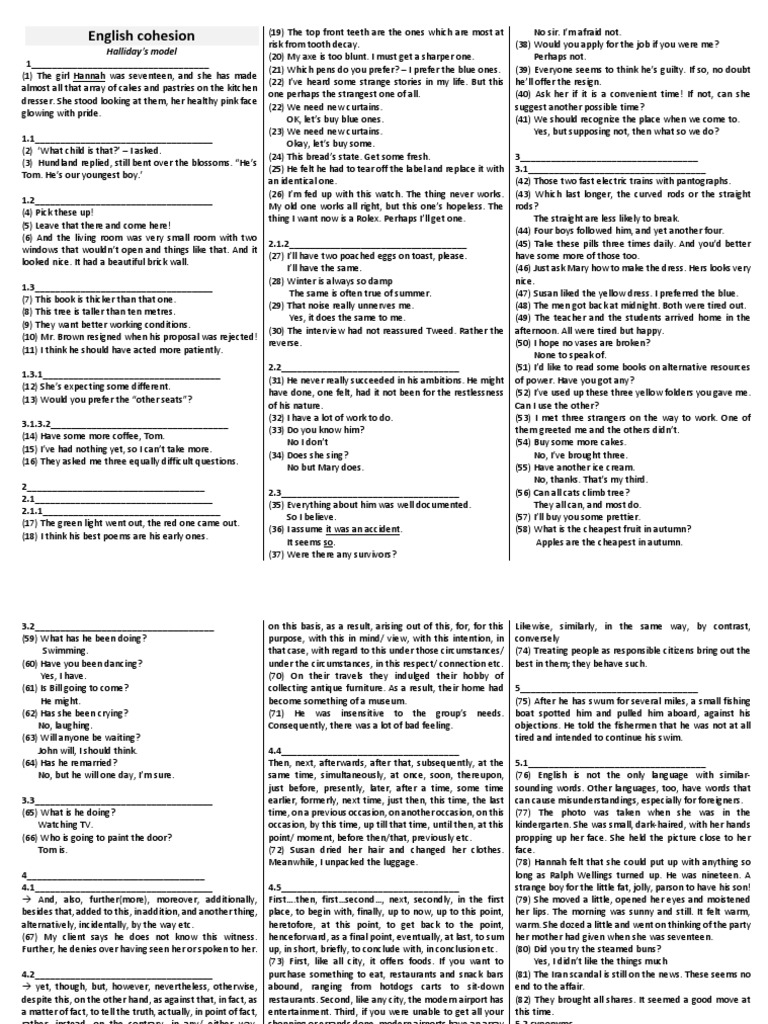 Cohesion Exercises | PDF