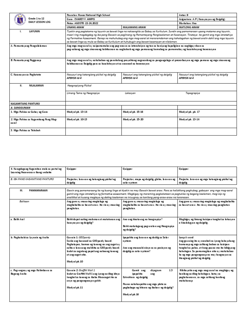 Aral. Pan 8 q1 DLL | PDF