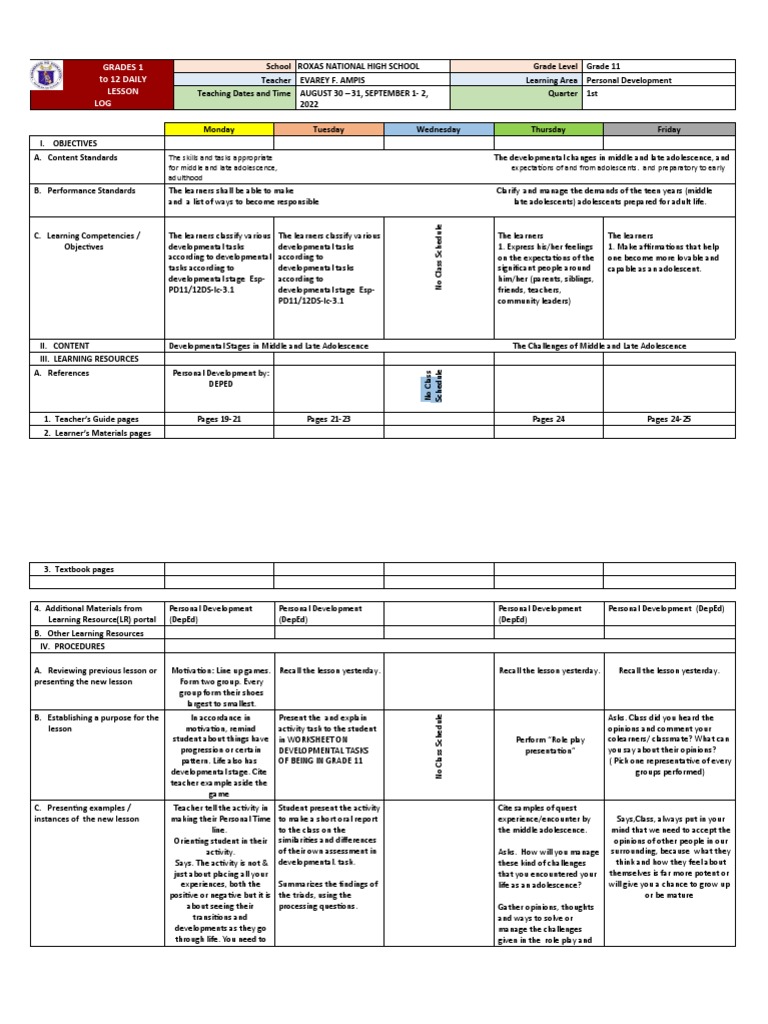 Toaz - Info DLL Perdev Week 2 PR | PDF | Adolescence | Learning