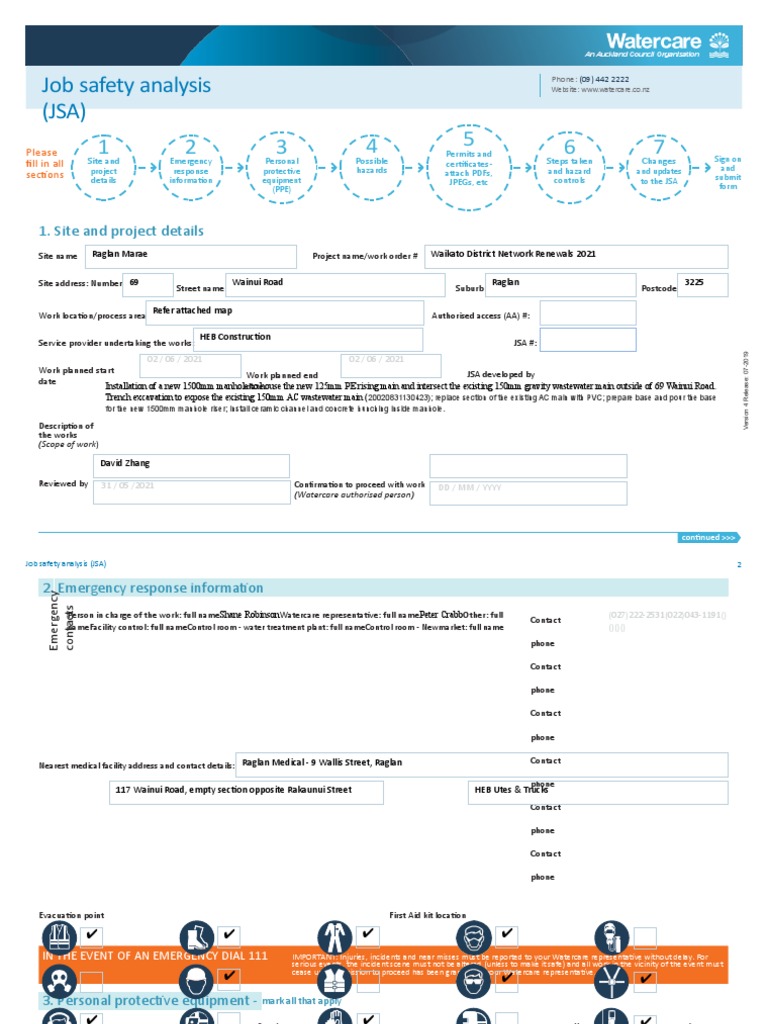 Job Safety Analysis - Manhole Installation | PDF | Personal Protective ...
