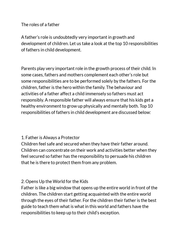 Father Roles | PDF | Child Development | Father
