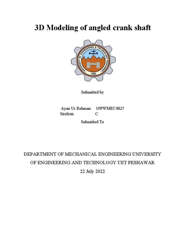 3D Modeling of An Angled Crank in Creo | PDF