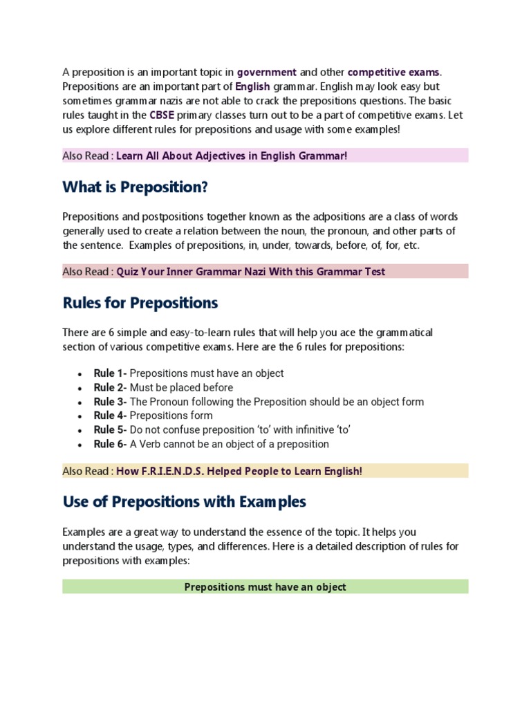 A Preposition Is An Important Topic In Pdf Preposition And