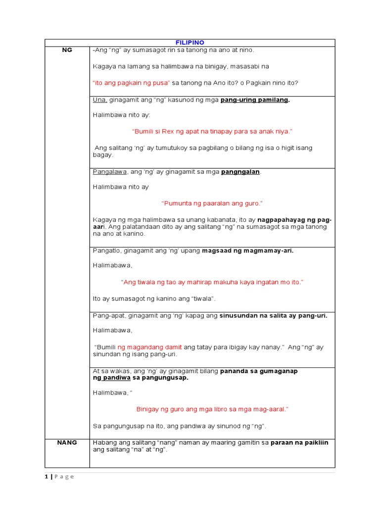 Nang at NG | PDF