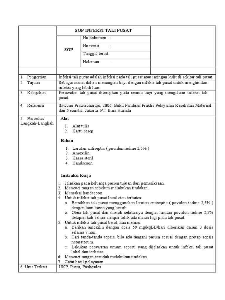 Sop Infeksi Tali Pusat | PDF