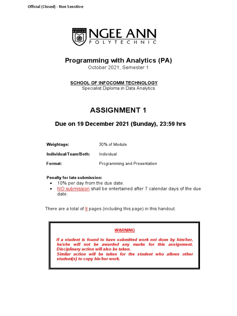 PA Assignment 1 Oct2021 | PDF