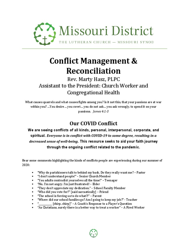 Conflict Management in the Church | PDF | Forgiveness | Jesus