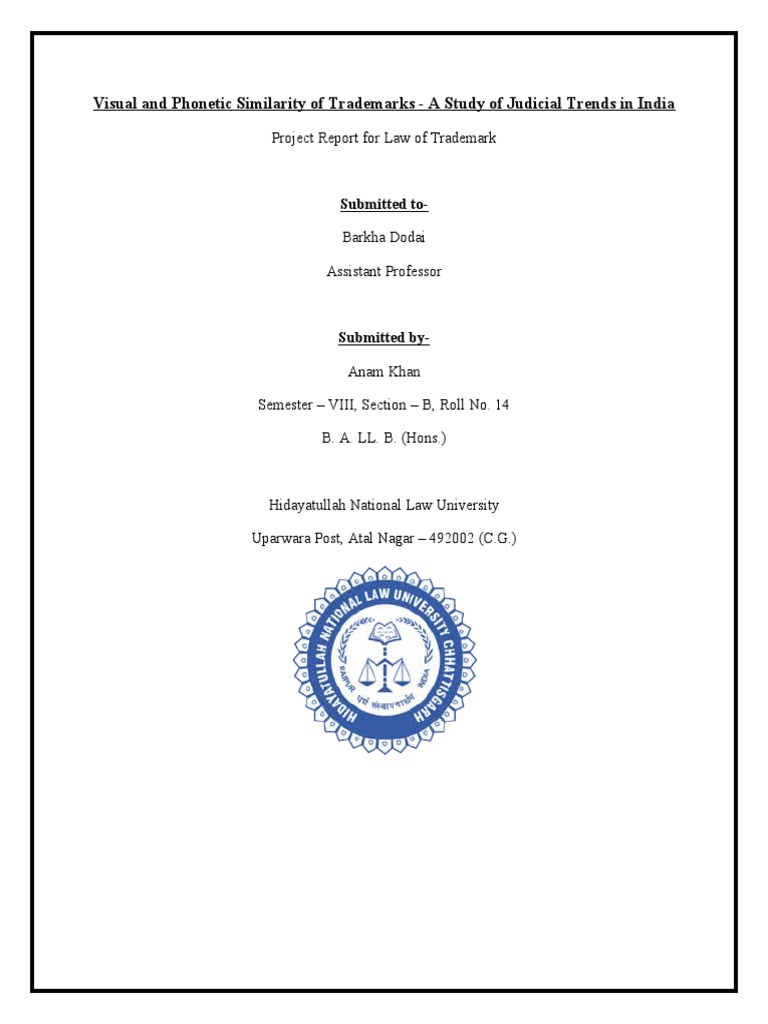 Project - Law of Trademark | PDF | Trademark