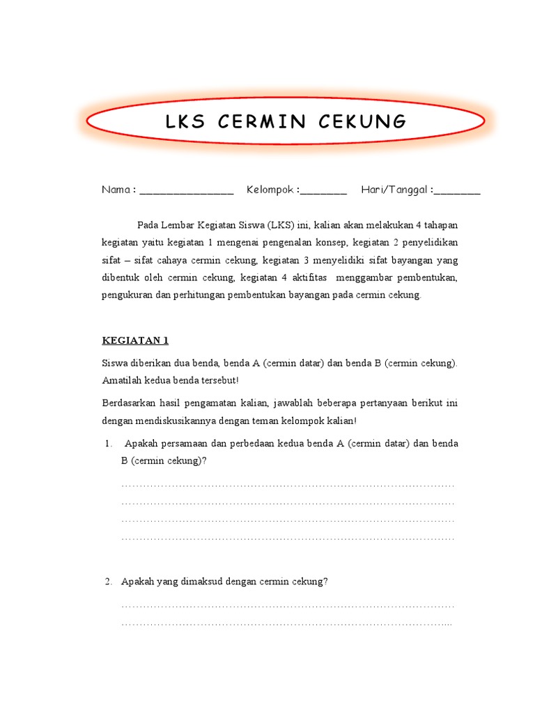 LKS Cermin Cekung Fix | PDF | Griya & Taman | Sains & Matematika