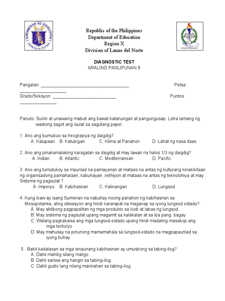 Ap8 Diagnostic Test | PDF