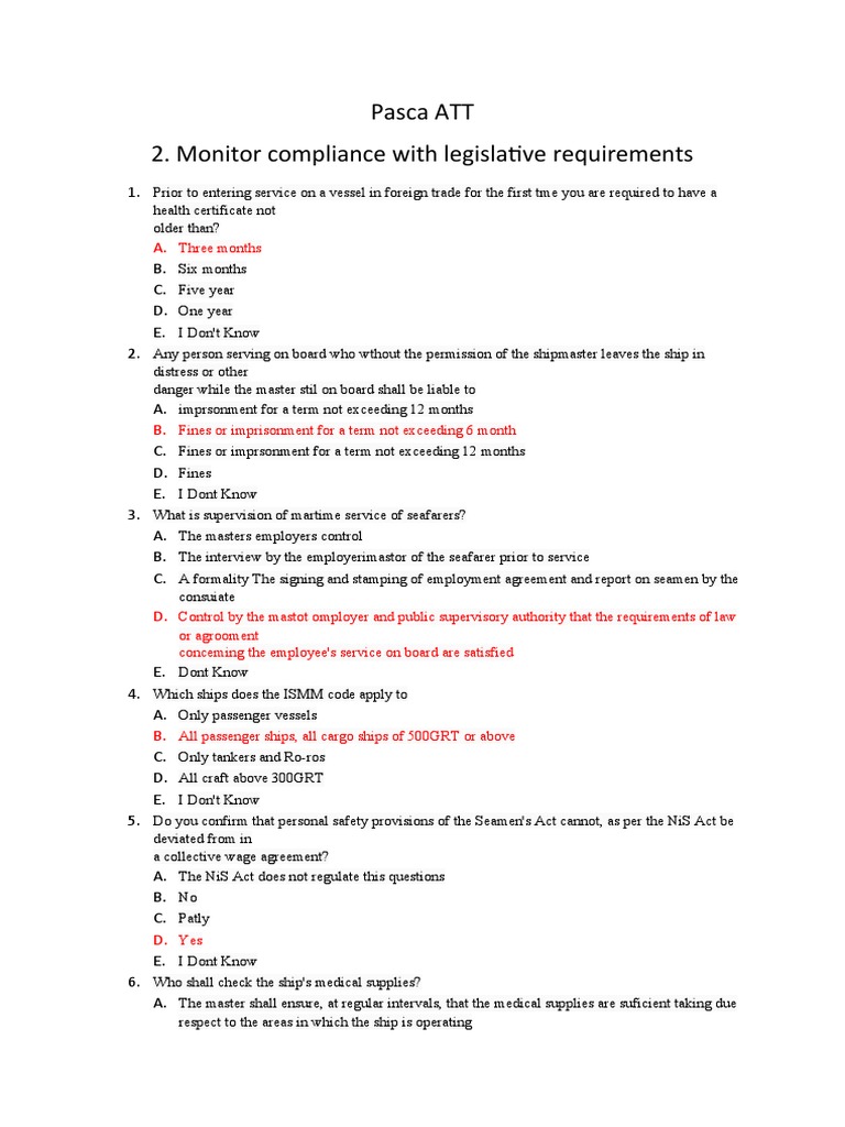 2 Monitor Compliance With Legislative Requirements Ok | PDF | Sailor ...