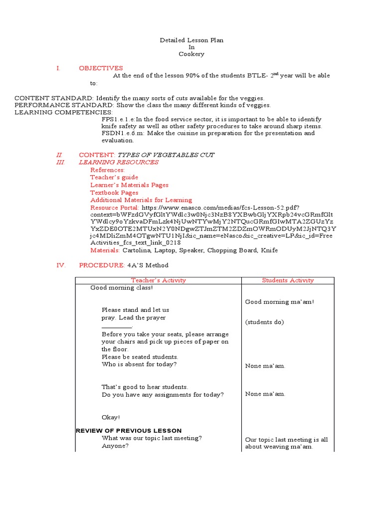 Different Types of Vegetable Cuts | PDF | Lesson Plan | Cognitive Science