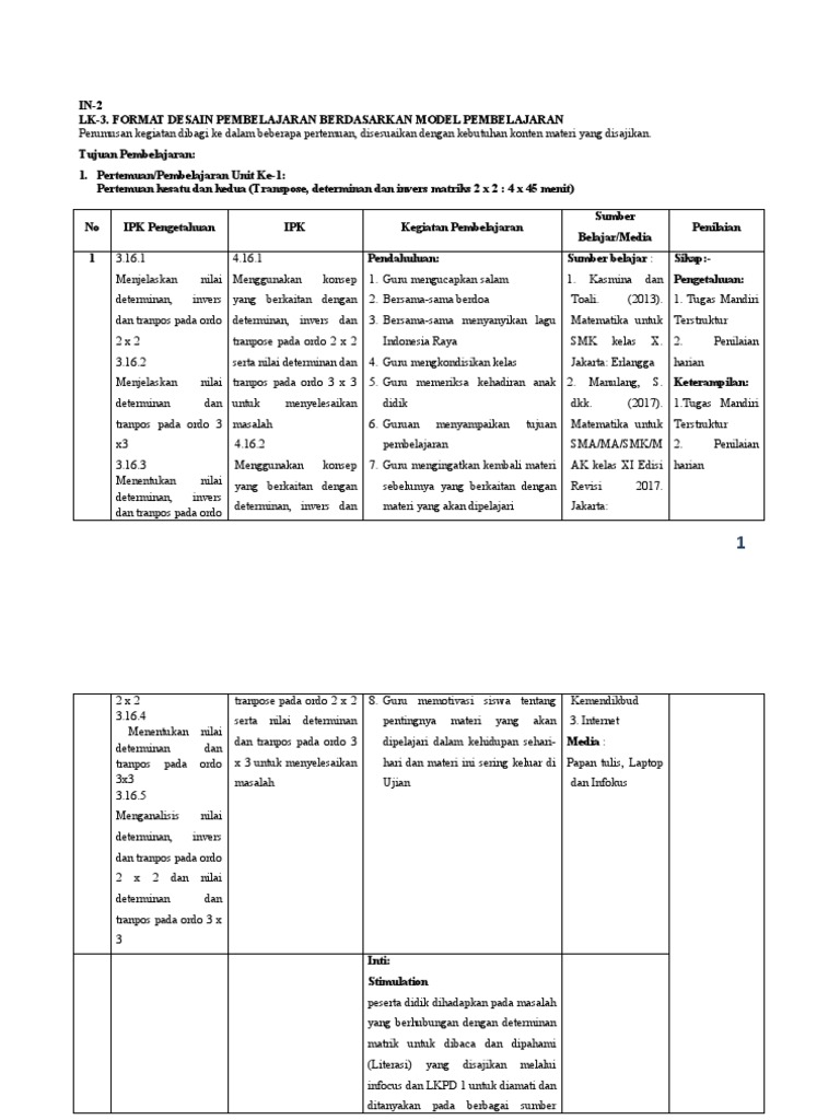 Determinan dan Transpose Matriks 2x2 dan 3x3 | PDF