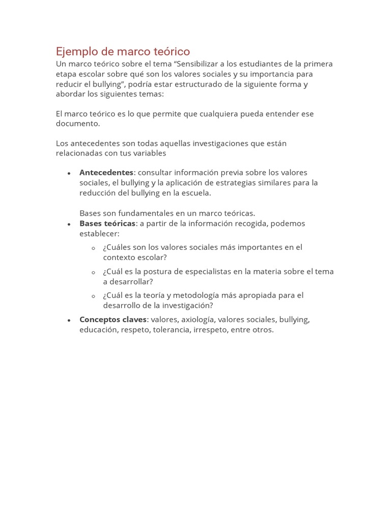 Marco teórico sobre valores y bullying | PDF | Ciencia y matemáticas