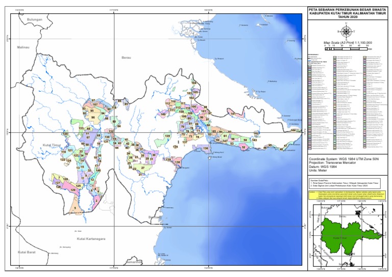 Peta Sebaran Perkebunan Kabupaten Kutai Timur Tahun 2020 | PDF