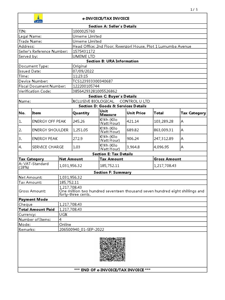 (16610) Umeme | PDF | Taxes | Invoice