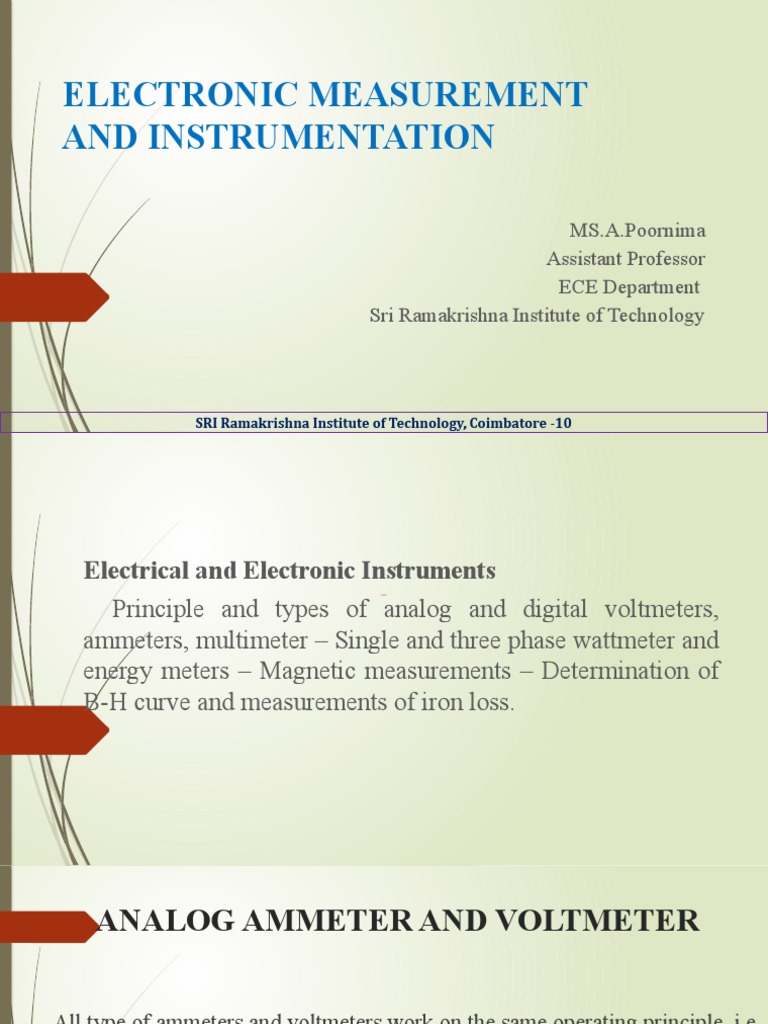 UNIT 2-Electrical and Electronic Instruments | PDF | Inductor | Analog To Digital Converter